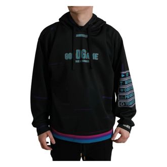 Dolce & Gabbana Eleganter Grafikdruck-Hoodie - - Sweatshirts & Hoodies - Herren - Schwarzk - 4XL
