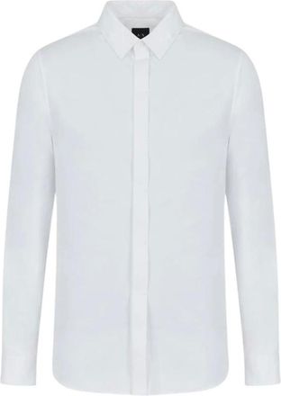 A|X Armani Exchange Homme, Chemises, Blanc, Taille: L Classic Stretch Cotton Satin Shirt