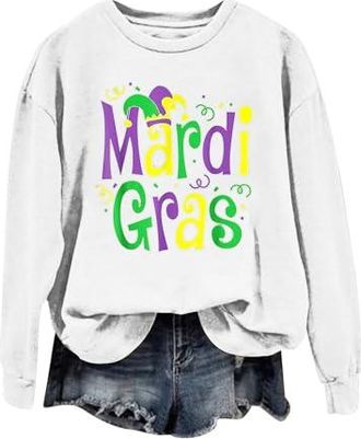 Generic Mon panier avec lettres imprim&eacute;es et col rond Sweat-shirt de No&euml;l pour femme, Blanc., XXL