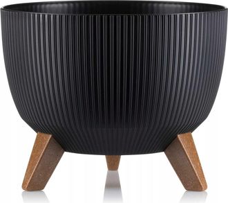 HowHomely Deko Blumentopf mit 3 Beinen Hoch 23 cm - Schwarz Blumenübertopf - Langlebige und Leichte Übertopf 30 cm Durchmesser für Wohnzimmer Garten oder Terras