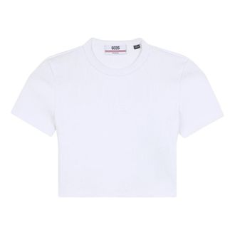 GCDS Logo-besticktes Crop T-Shirt - - Tops - Damen - Wei&szlig; - XS