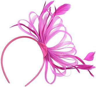 Caprilite Grand chapeau bibi pour femme avec cônes et plumes (serre-tête, chapeau, taille unique, toutes saisons), fuchsia, Taille unique