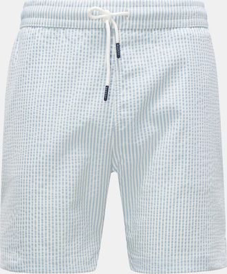 04651/ Herren - Seersucker-Badeshorts Seersucker Swim hellblau/wei&szlig; gestreift