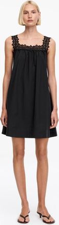 Arket Baumwollkleid Mit Spitzenbesatz -Schwarz
