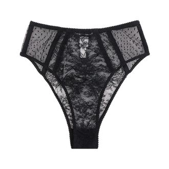 Dolce & Gabbana High-waisted Plumetis Lace Panties - - Underwear - Damen - Schwarzk - XL
