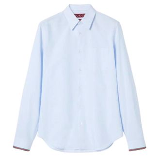 Gucci Gestreiftes Baumwollhemd mit Web - - Shirts - Herren - Blau - XL