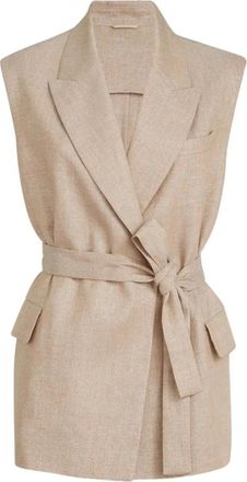Brunello Cucinelli Femme, Vestes, Beige, Taille: 38 FR Gilet Ceintur&eacute;