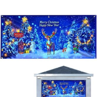 Generic Garagentor Weihnachtsabdeckung,LED Festliche Party Dekoration f&uuml;r Innen- und Au&szlig;enbereich | Winter Weihnachts Garagentor Abdeckung | f&uuml;r Haus, Garten,