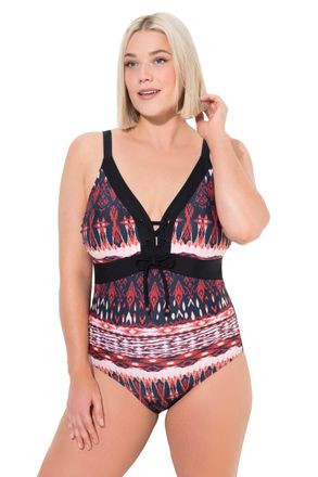 Ulla Popken Damen gro&szlig;e Gr&ouml;&szlig;en &Uuml;bergr&ouml;&szlig;en Plus Size Badeanzug Jenny, Ekatmuster Safari