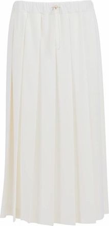 Fabiana Filippi Femme, Jupes, Blanc, Taille: 38 FR Gonna a pieghe vita elasticata in frescolana tecnico