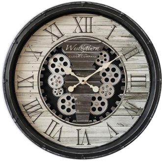 Globo Lighting Wanduhr Uhr Wanddekoration Zeitmesser Kunststoff schwarz Zahnr&auml;der D 50,8 cm