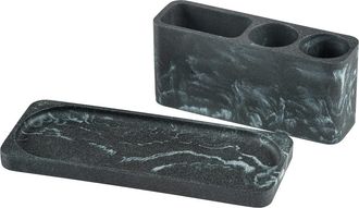 WENKO Badezimmer Set Mod. Novara Schwarz 2-TLG. aus Kunststoff