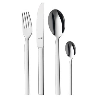 WMF Lyric Edelstahl Besteck Set 6 Personen, Essbesteck Set 24 teilig Monobloc-Messer, Cromargan protect poliert, kratzbeständig, spülmaschinenfest