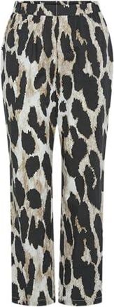 Pieces Pcjade MW D2d Pantalon Droit Tissu, Noir/imprimé léopard, XS Femmes