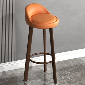 Generic Moderner, ergonomischer 61 cm Barhocker, orangefarbener Holzstuhl mit PU-Lederbezug, Fu&szlig;st&uuml;tze und bequemer R&uuml;ckenlehne f&uuml;r K&uuml;che, Esszimmer, Caf&eacute; und