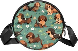 Generic Sac &agrave; bandouli&egrave;re rond pour femme, petit sac &agrave; bandouli&egrave;re avec fermeture &eacute;clair et bretelles r&eacute;glables style d&eacute;contract&eacute; pour femmes et filles