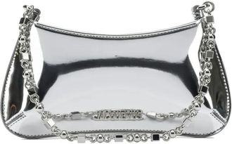 Jacquemus Hobo Bags - Reflective Silver Shoulder Bag With Geometric Chai - Gr. unisize - in Wei&szlig; - f&uuml;r Damen