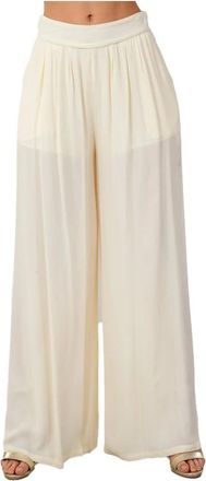 BABYLON Femme, Pantalons, Beige, Taille: 38 FR Wide Pantalons