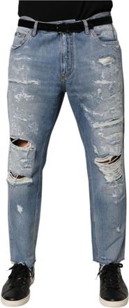 Dolce & Gabbana Homme, Jeans, Bleu, Taille: XL Jeans en denim d&eacute;lav&eacute; / d&eacute;chir&eacute;