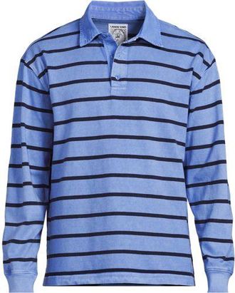 Lands End Doppelt &uuml;berf&auml;rbtes Rugby-Shirt, Herren, Gr&ouml;&szlig;e:44-46 regular, Blau, Baumwolle, by Lands End