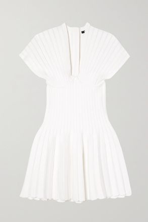 Balmain Minikleid Aus Strick Mit Falten - Wei&szlig;