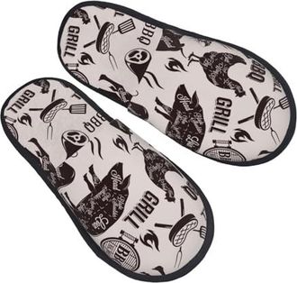 Generic Respirant Pantoufles Morceaux de boeuf, poitrine de boeuf grill&eacute;e Accueil Slippers Confortable Chaussons en Peluche pour Ext&eacute;rieur Adulte Homme L