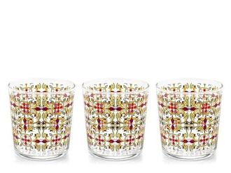 hOme Home Set mit 3 Gl&auml;sern Zafira aus dekoriertem Glas, 35 cl - Majolika-Dekor gelb und rot, sp&uuml;lmaschinenfest