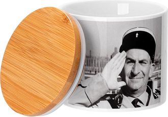 Fabulous Keramiktopf mit Deckel Bambus - Louis De Fun&egrave;s Franz&ouml;sischer Schauspieler Foto von Star Celebrity Old Cinema Original 3 Gendarmes - 473 ml (16 oz) - T