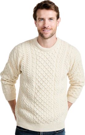 Aran Woollen Mills Herren Pullover, Merinowei&szlig;, X-Large