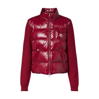 Moncler Femme, Vestes, Rouge, Taille: 36 FR Cardigan en laine rembourr&eacute; zipp&eacute;