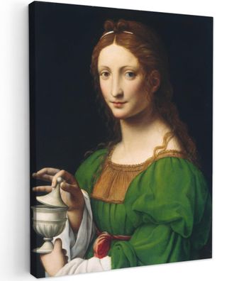 MuchoWow Leinwand Bilder, Einzigartige Wanddeko mit Rahmen, Maria Magdalena - Leonardo da Vinci, Wandbilder Wohnzimmer, Deko Schlafzimmer 30x40 cm