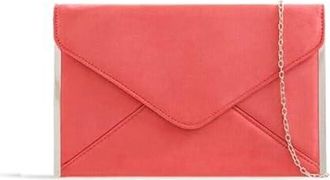 Caprilite Pochette en velours pour femme avec cha&icirc;ne et bandouli&egrave;re, corail, One Size