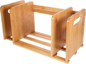 DOITOOL Verstellbares Holz schallplattenregal mit Stabiler Struktur Multifunktionales CD Buch aufbewahrungssystem Ausziehbares Desktop Organizer für Büro Wohn