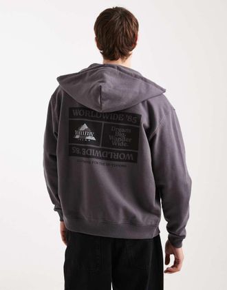 Tommy Jeans Sweat &agrave; capuche &agrave; logo superpos&eacute; et fermeture &eacute;clair - Noir d&eacute;lav&eacute;