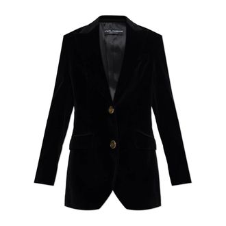 Dolce & Gabbana Femme, Vestes, Noir, Taille: 38 FR Veste en Velours Lisse