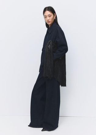 Mango Wideleg-Rinse-Wash-Jeans mit hoher Bundh&ouml;he blau - Damen - 32 - MANGO