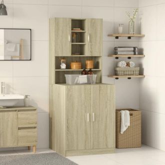 vidaXL Vidaxl - Armoires pour machine &agrave; laver 2pcs ch&ecirc;ne sonoma - Bois ding&eacute;nierie r&eacute;sistant &agrave; lhumidit&eacute; - Dimensions 70,5 x 71,5 x 181,5 cm
