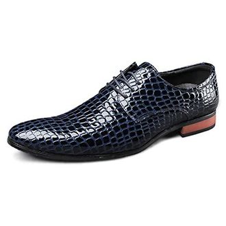 Generic Chaussures habill&eacute;es for Hommes, Chaussures Derby &agrave; Lacets en Relief Crocodile, Bout Pointu, Cuir v&eacute;g&eacute;talien, Tige Basse, antid&eacute;rapantes, Talon Bloc, 