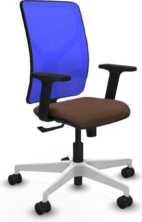 Piqueras y Crespo B&uuml;ro-Rollstuhl mit 2D-Armen, h&ouml;henverstellbare Lendenwirbelst&uuml;tze, ausgestattet mit 3 Positionen und Schneideschaum, Blau/Dunkelbraun