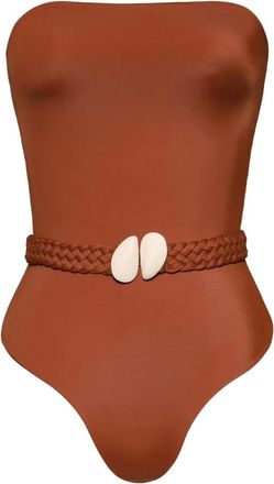 Johanna Ortiz maillot de bain The Classic à ceinture tressée - Marron