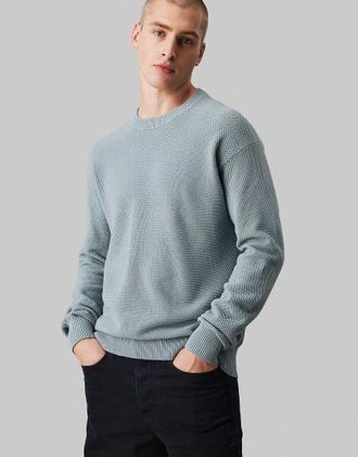 Calvin Klein Jeans Strukturierter Pullover aus Baumwolle in Blei-Grau
