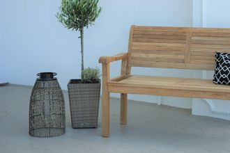 Plo&szlig; Nizza Pflanzgef&auml;&szlig;, Champagner-meliert, Geflecht, konisch, 28x28x40 cm, Kunststoffeinsatz