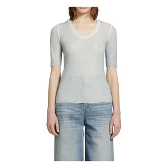 Chlo&eacute; Femme, Tops, Bleu, Taille: 38 FR Short Sleeve Merino Sweater