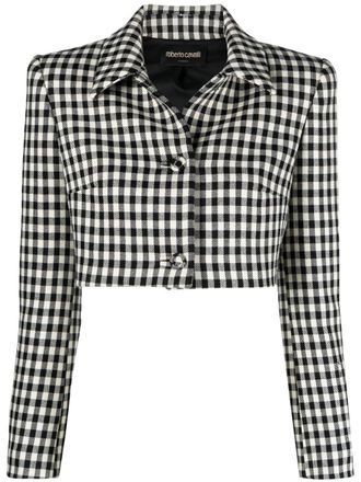 Roberto Cavalli veste crop &agrave; carreaux vichy - Noir