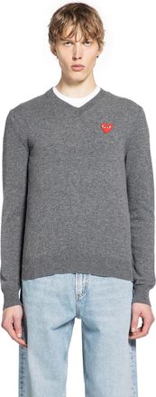 Comme Des Gar&ccedil;ons Heart V-Neck Sweater in Wool