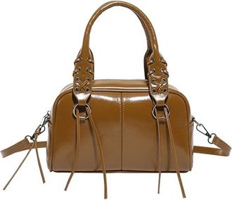 Generic Sac à bandoulière à oeillets en polyuréthane pour femme, idéal pour lécole, les voyages, marron, 280.00x130.00x90.00mm