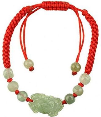 La Chineuse Bracelet Rouge - PIXIU en Jade Vert