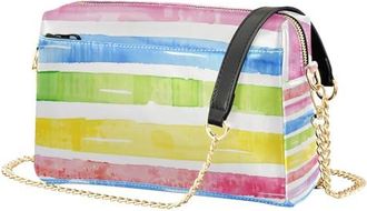 Mnsruu Sacs à bandoulière pour femme, sac à main en cuir à rayures arc-en-ciel