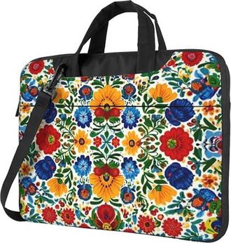 Generic Housse de protection antichoc pour ordinateur portable de 15,6 avec bandouli&egrave;re - Motif floral mandala, orange et bleu, multicolore, 15.6 inch