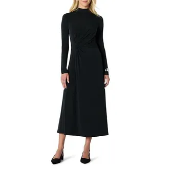 Amazon Essentials (S&eacute;lection de Demi) Robe Mi-Longue &agrave; Manches Longues, Coupe Ajust&eacute;e et &Eacute;vas&eacute;e Femme, Noir, XL